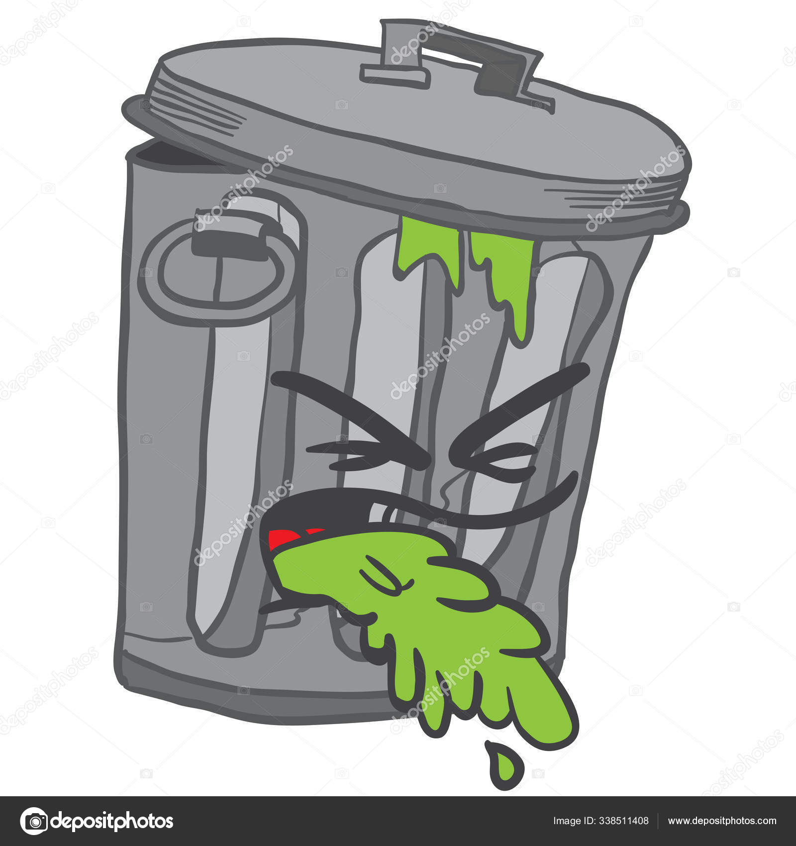 Garbage Can Puke Cartoon Illustration Isolated White Stock Illustration ...