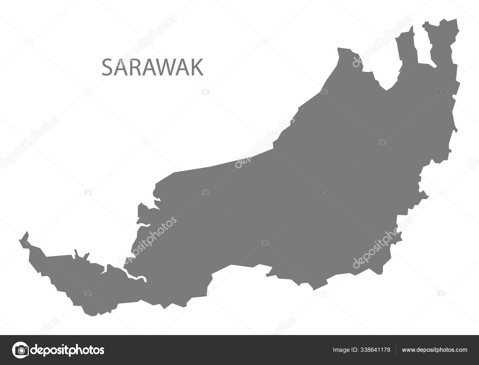 Sarawak Malaysia Map Grey Stock Photo by ©PantherMediaSeller 338641178