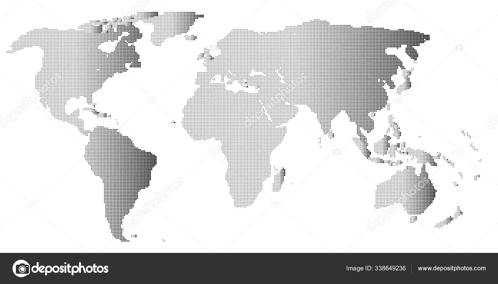 World Map Flat Black And White