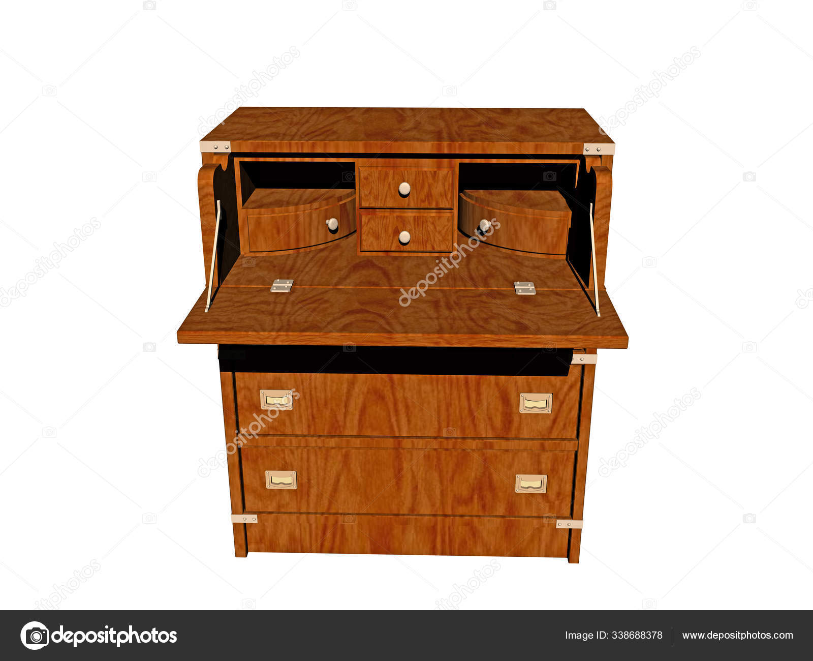 Wooden Cabinet Isolated White Background Stock Illustration by ...