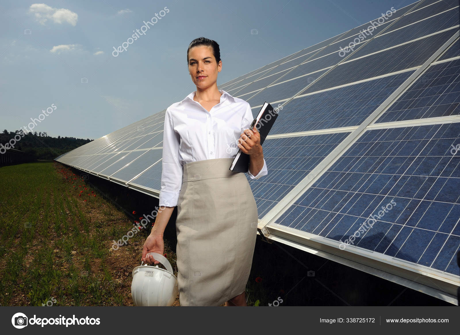 Business Woman Front Solar Panel — Stock Photo © PantherMediaSeller ...