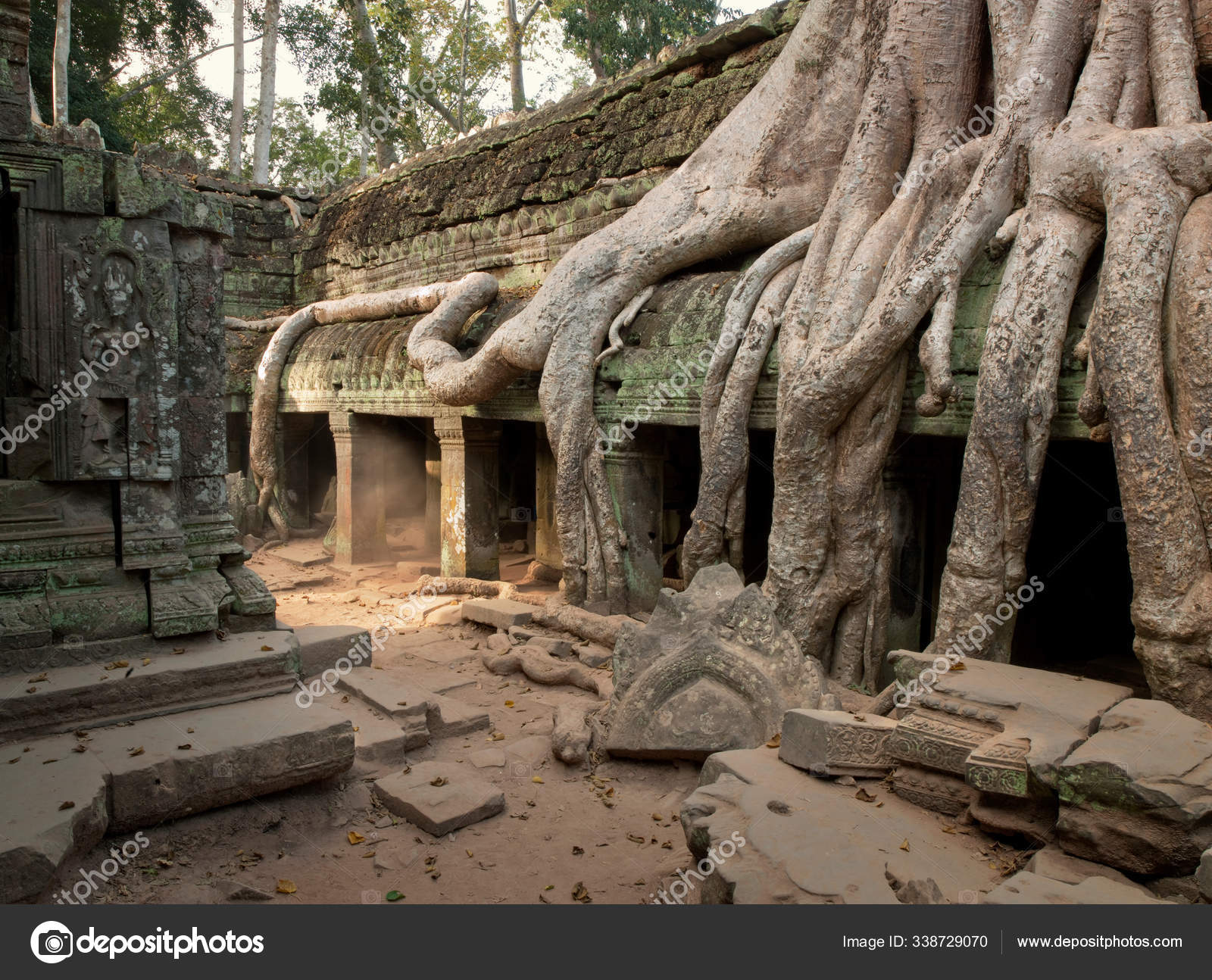 Tree Roots Grow Ancient Prohm Temple Angkor Temple Complex Siem — Stock ...