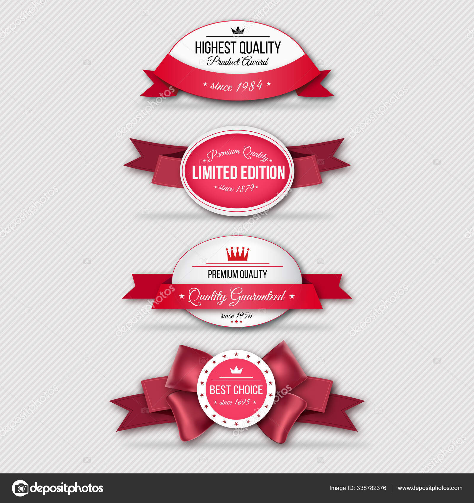 Set Superior Quality Satisfaction Guarantee Ribbons Labels Tags Retro Vintage — Stock Photo ...