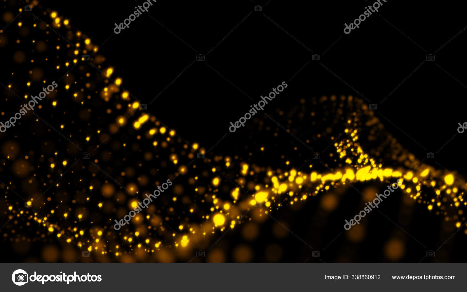 Gold Sparkling Particles Wave Background Glittering Effect Stock Photo ...