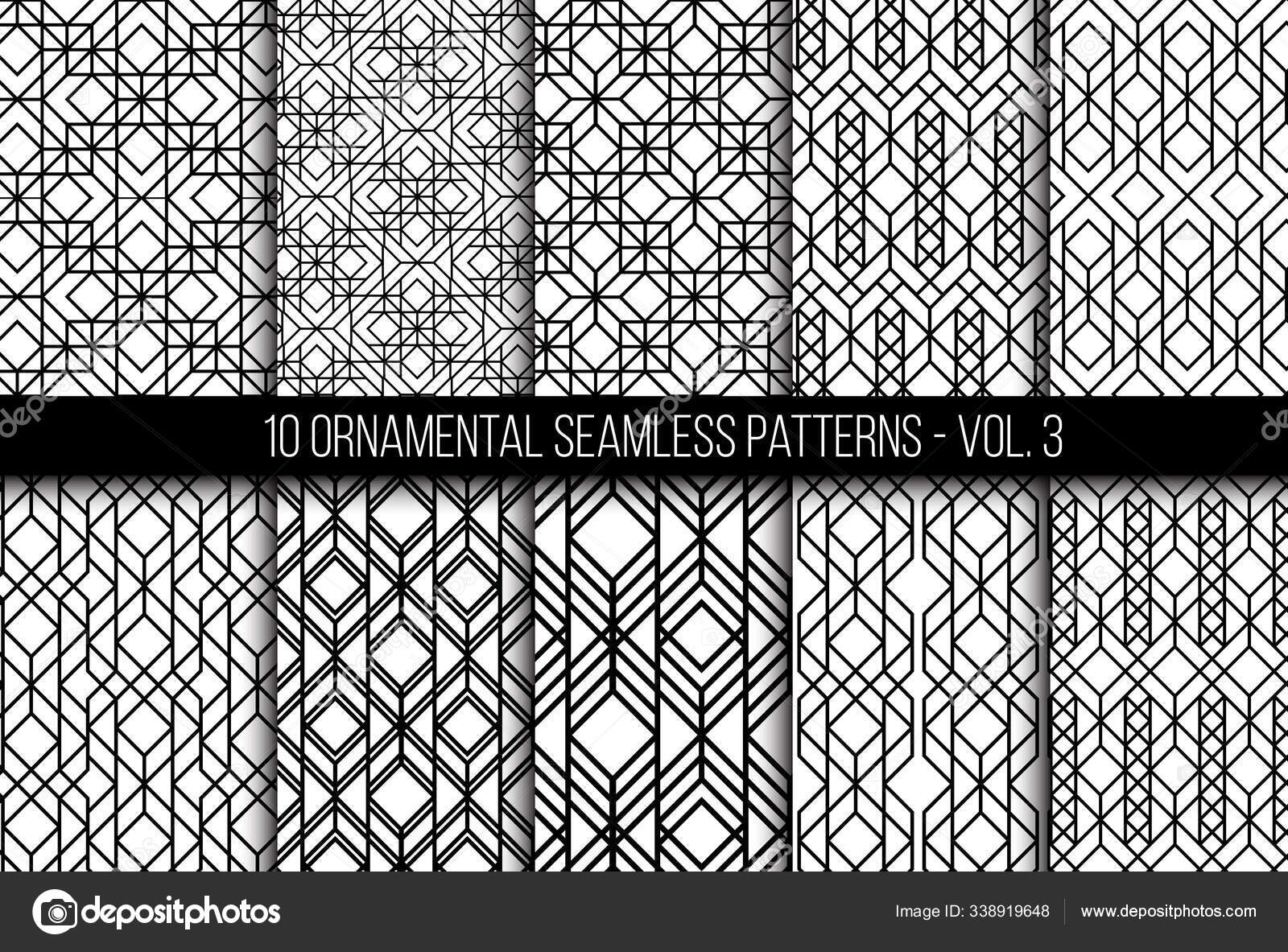 Universal Different Geometric Seamless Patterns Endless Vector Texture Can Used Stock Photo by ...