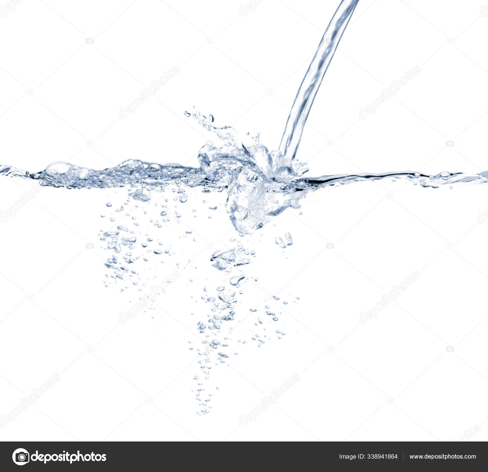Water Jet Splashing Water Line Surface White Background — Stock Photo ...