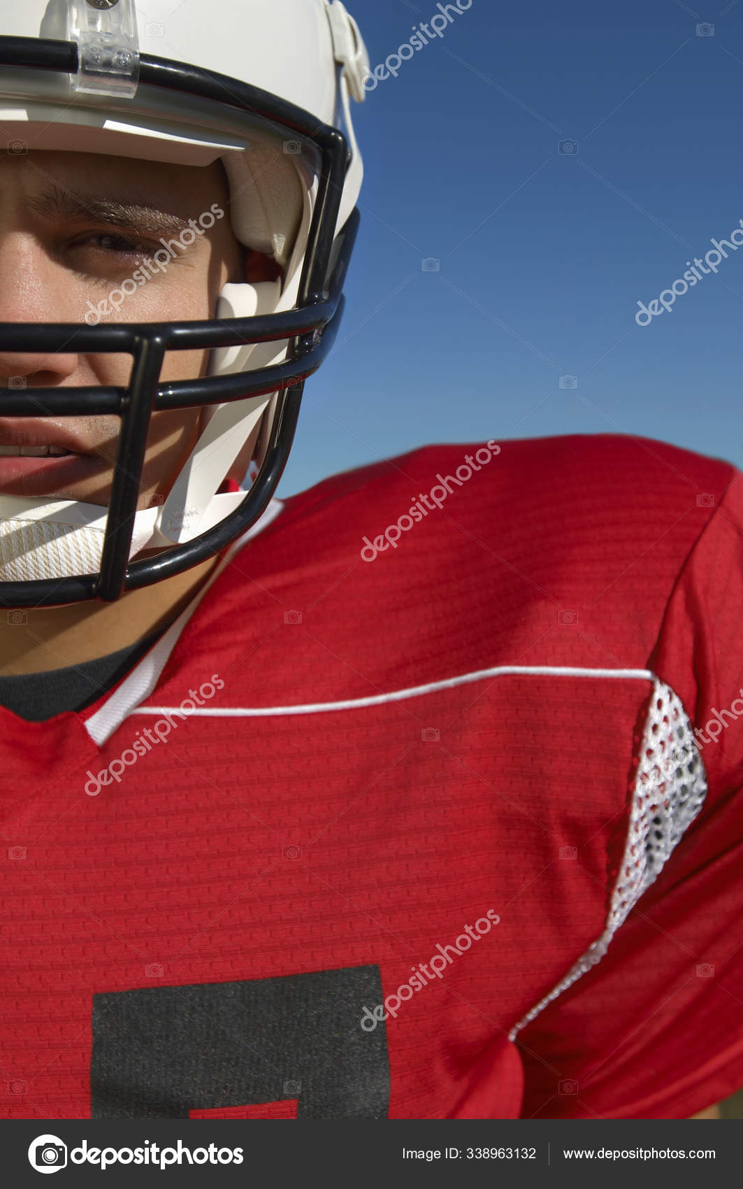 Close Portrait Young Rugby Player Wearing Helmet — Stock Photo ...