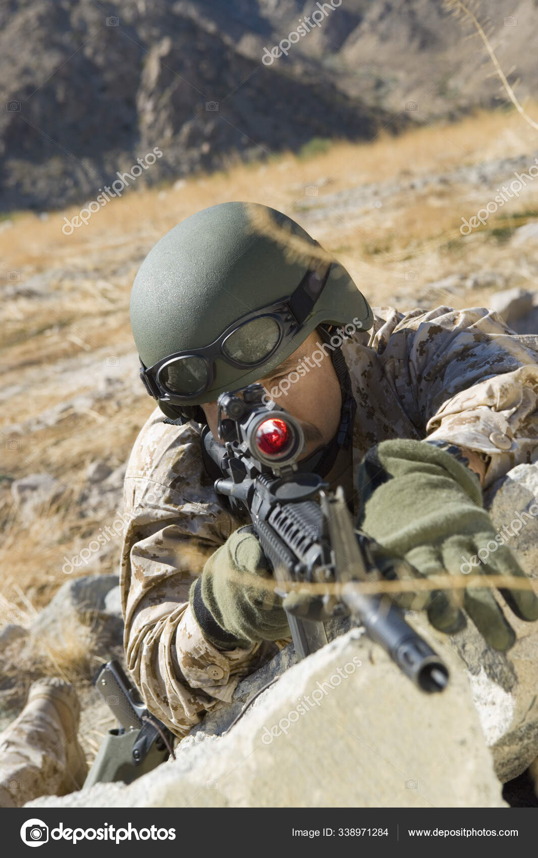 Army Soldier Aiming Sniper Rifle Stock Photo by ©PantherMediaSeller ...