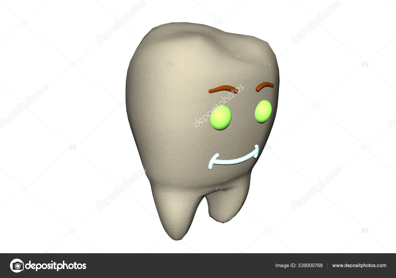 Cartoon Molar Tooth Illustration White Background Stock Photo by ...