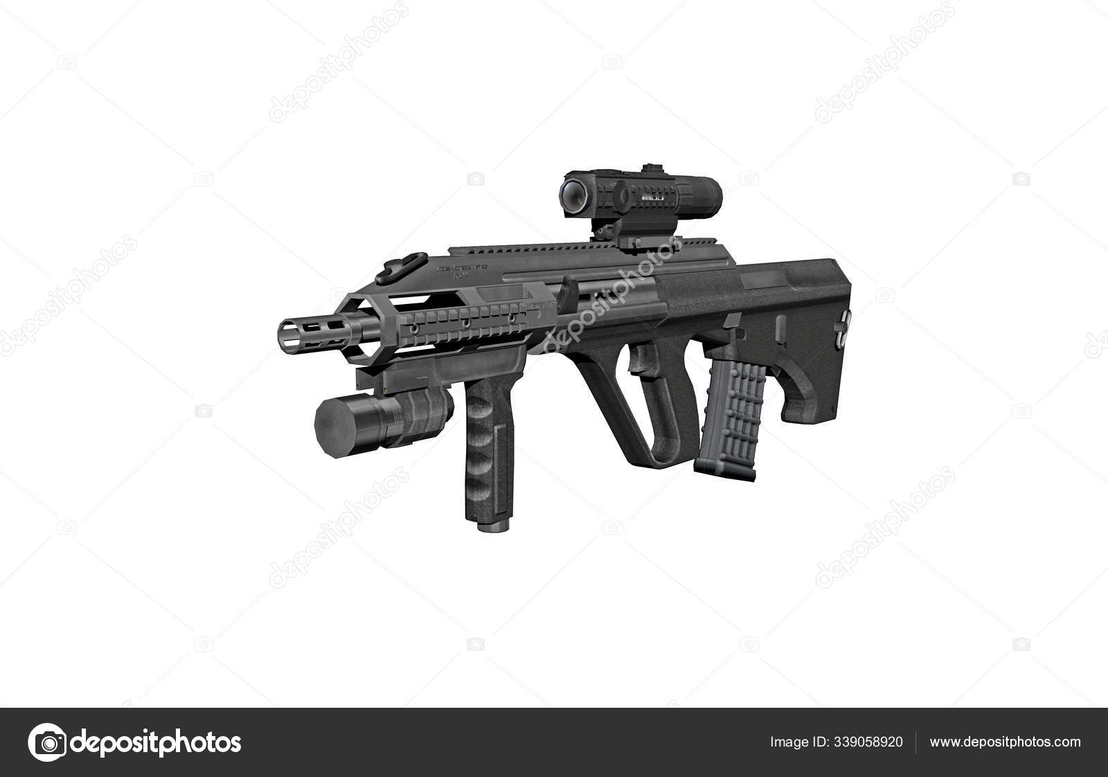 Assault Rifle Isolated White Background Stock Photo by ...