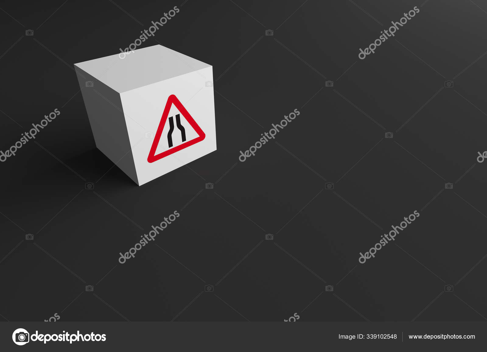 Rendering Road Sign White Block Grey Background Stock Photo by ...