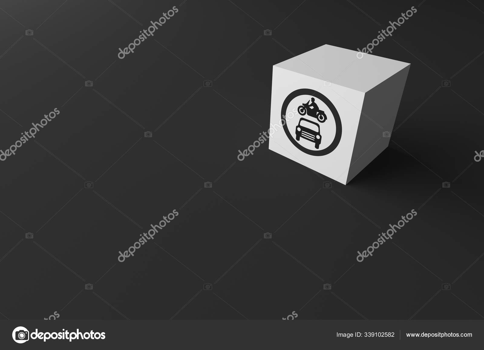 Rendering Road Sign White Block Grey Background Stock Photo by ...