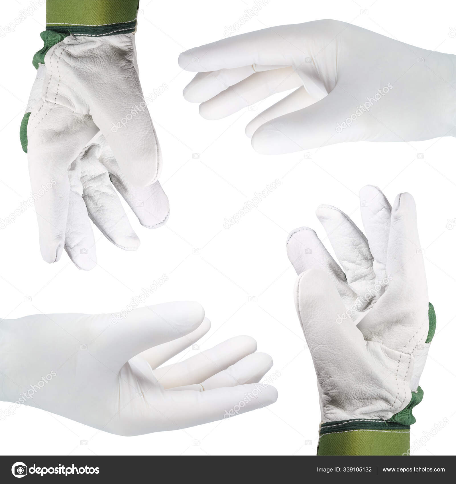 Four Hands Gloves Front White Background Stock Photo by ...