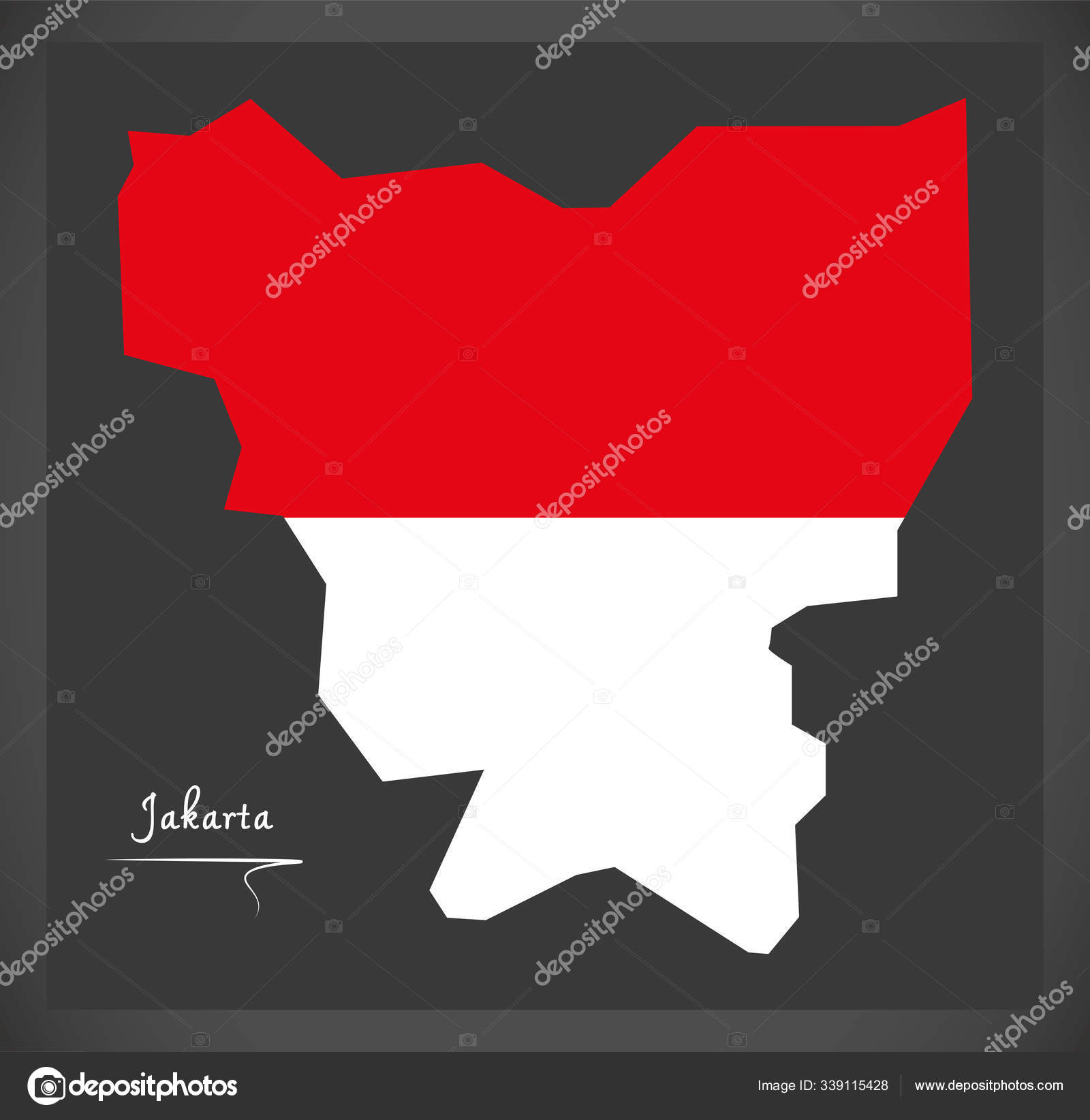 Jakarta Indonesia Map Indonesian National Flag Illustration — Stock ...