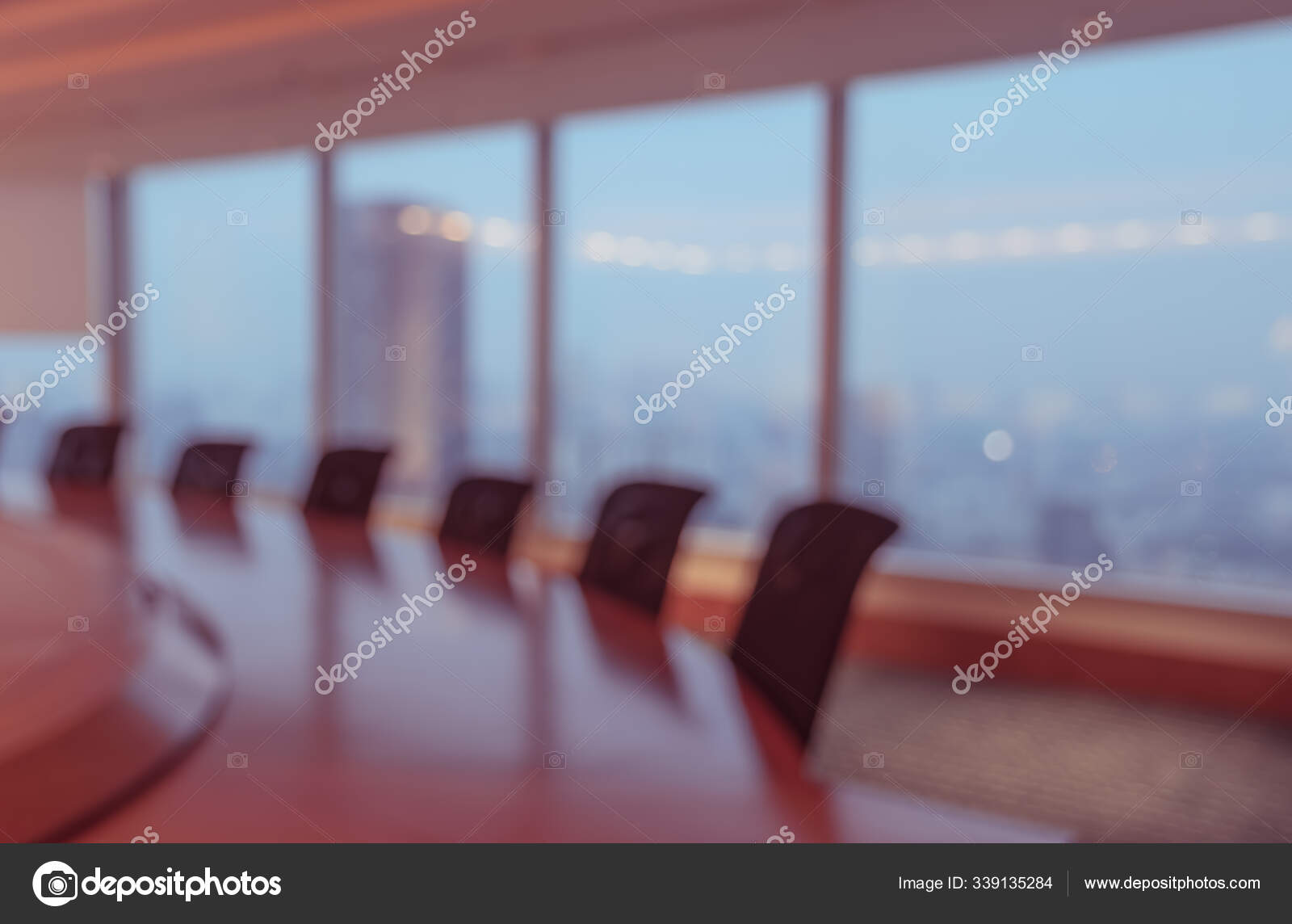 Blur Image Empty Boardroom Window Cityscape Background Business Concept ...