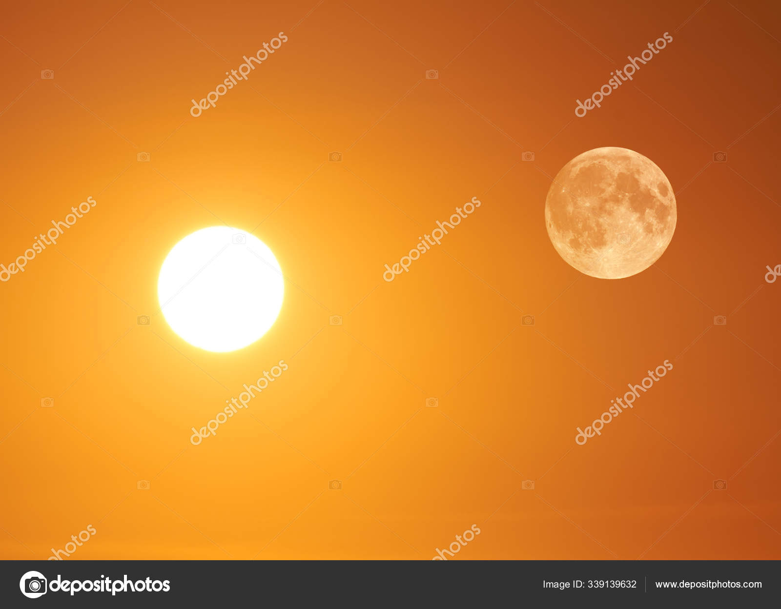Sky With Moon And Sun
