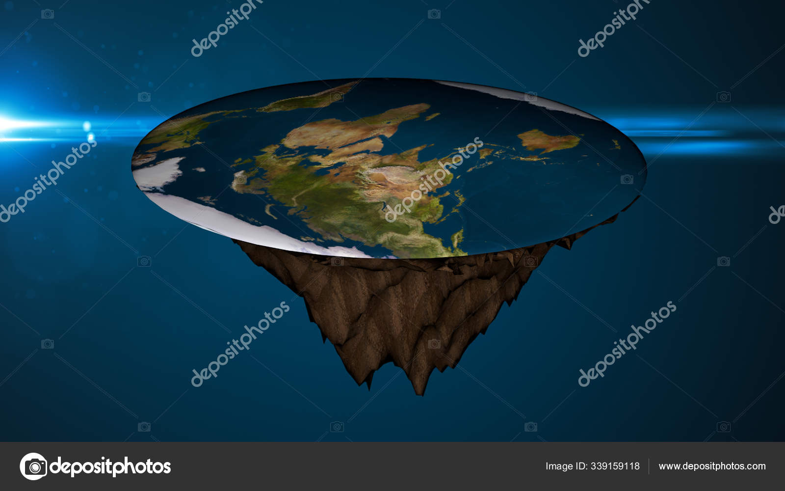 Space Background Flat Earth Digital Illustration Rendering Stock Photo ...
