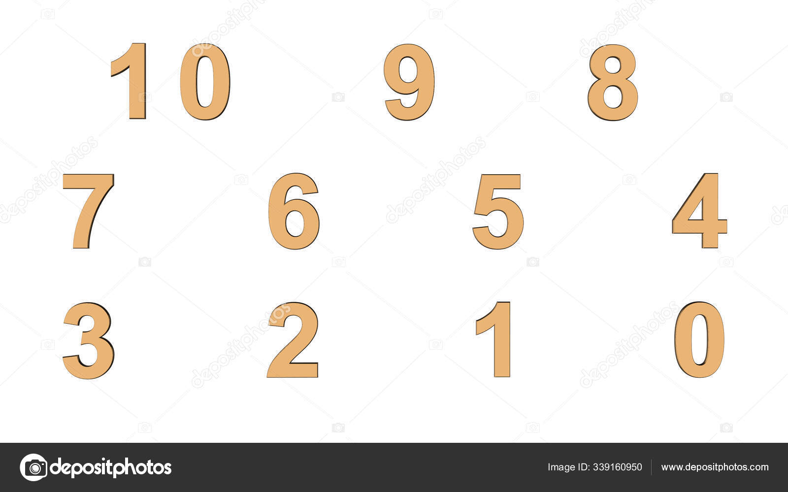 Abstract Background Set Three Dimensional Numbers Rendering — Stock ...