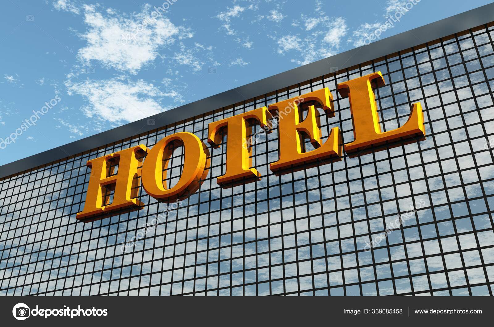 Gold Hotel Sign Facade — Stock Photo © PantherMediaSeller #339685458