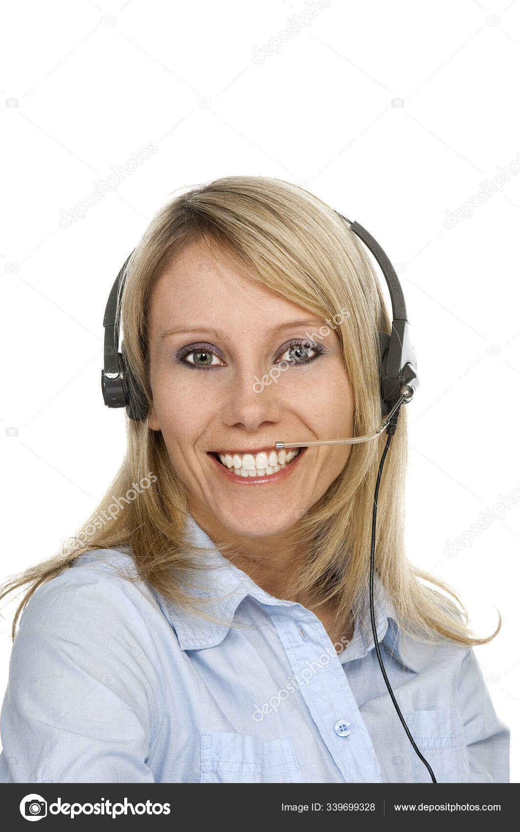 Portrait Woman Headset — Stock Photo © PantherMediaSeller #339699328