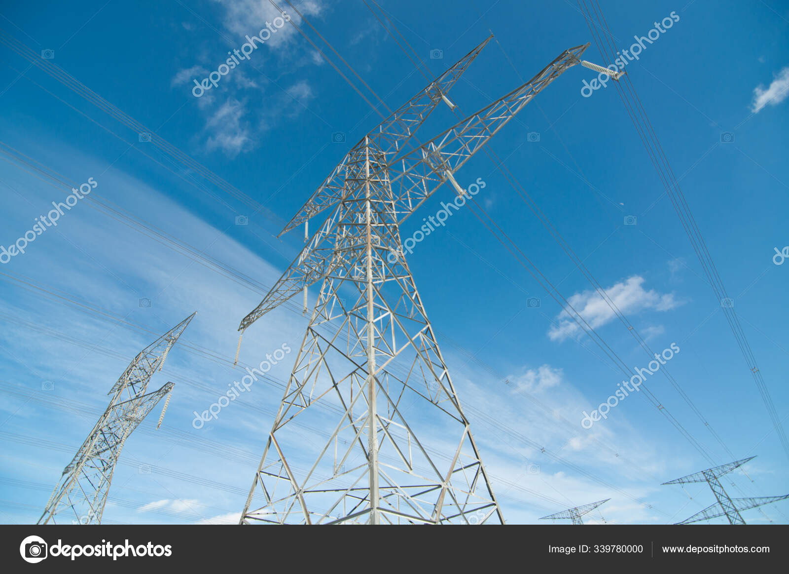 Line Electrical Transmission Towers Carrying High Voltage Lines Stock ...