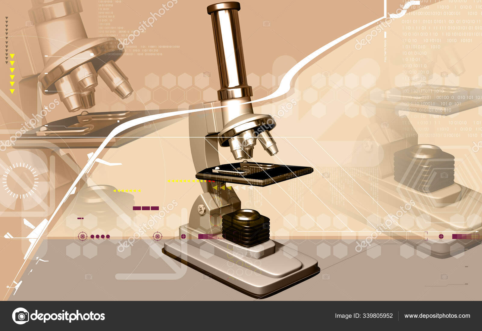 Digital Illustration Microscope Colour Background Stock Photo by ...