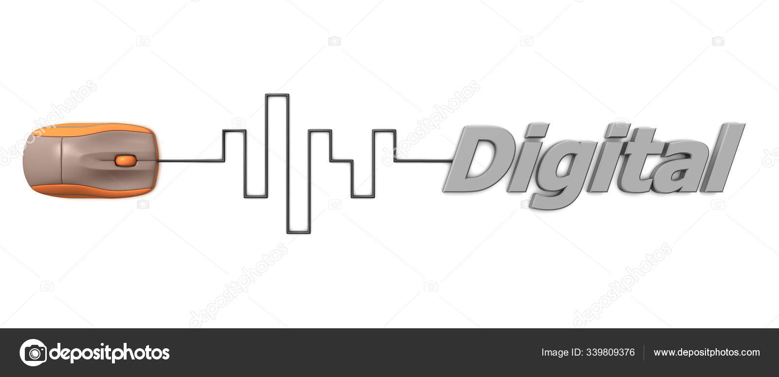 Orange Computer Mouse Connected Grey Word Digital Digital Waveform ...