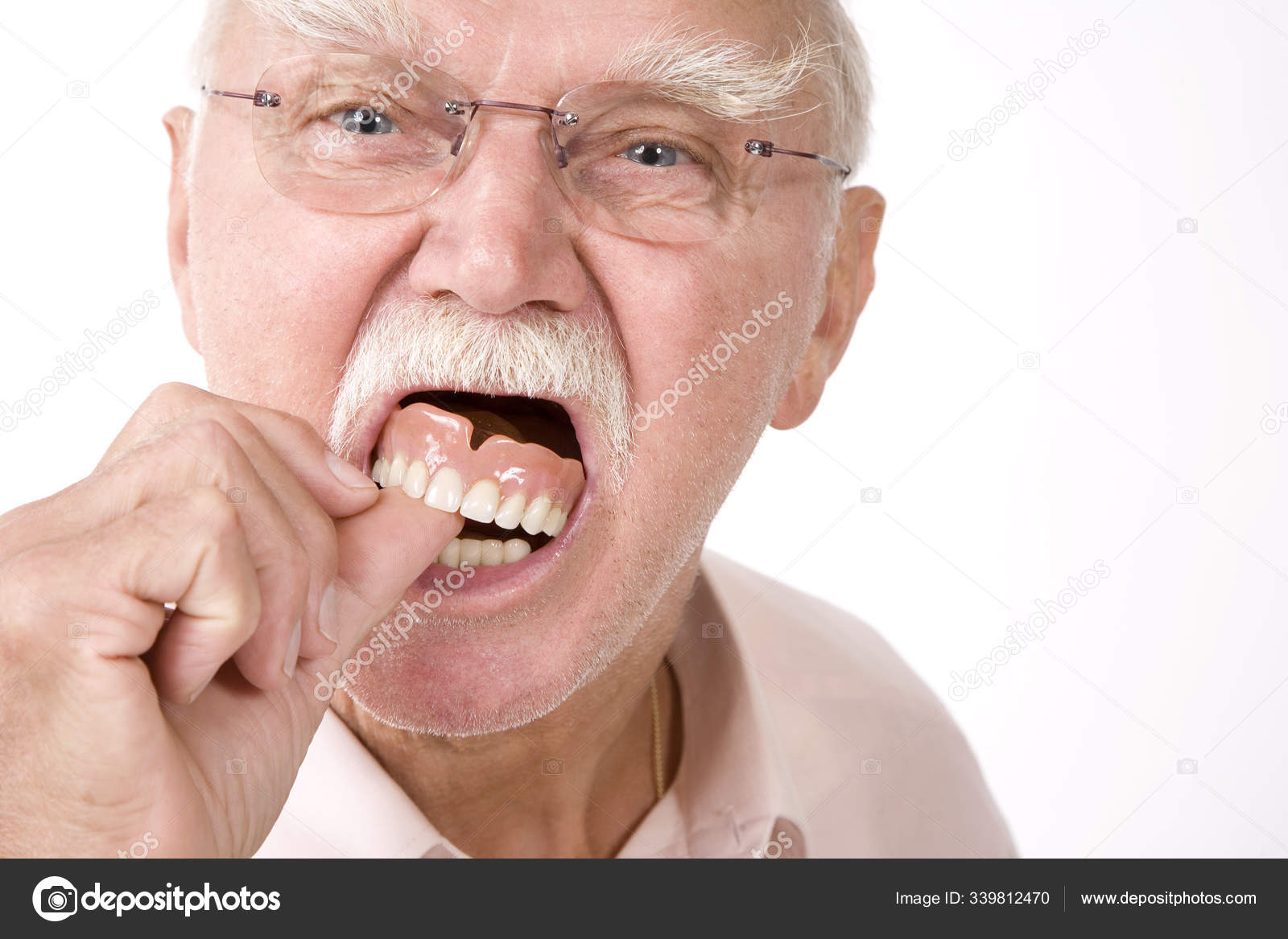 Portrait Happy Senior Man Smiling Camera Isolated White Stock Photo by ...