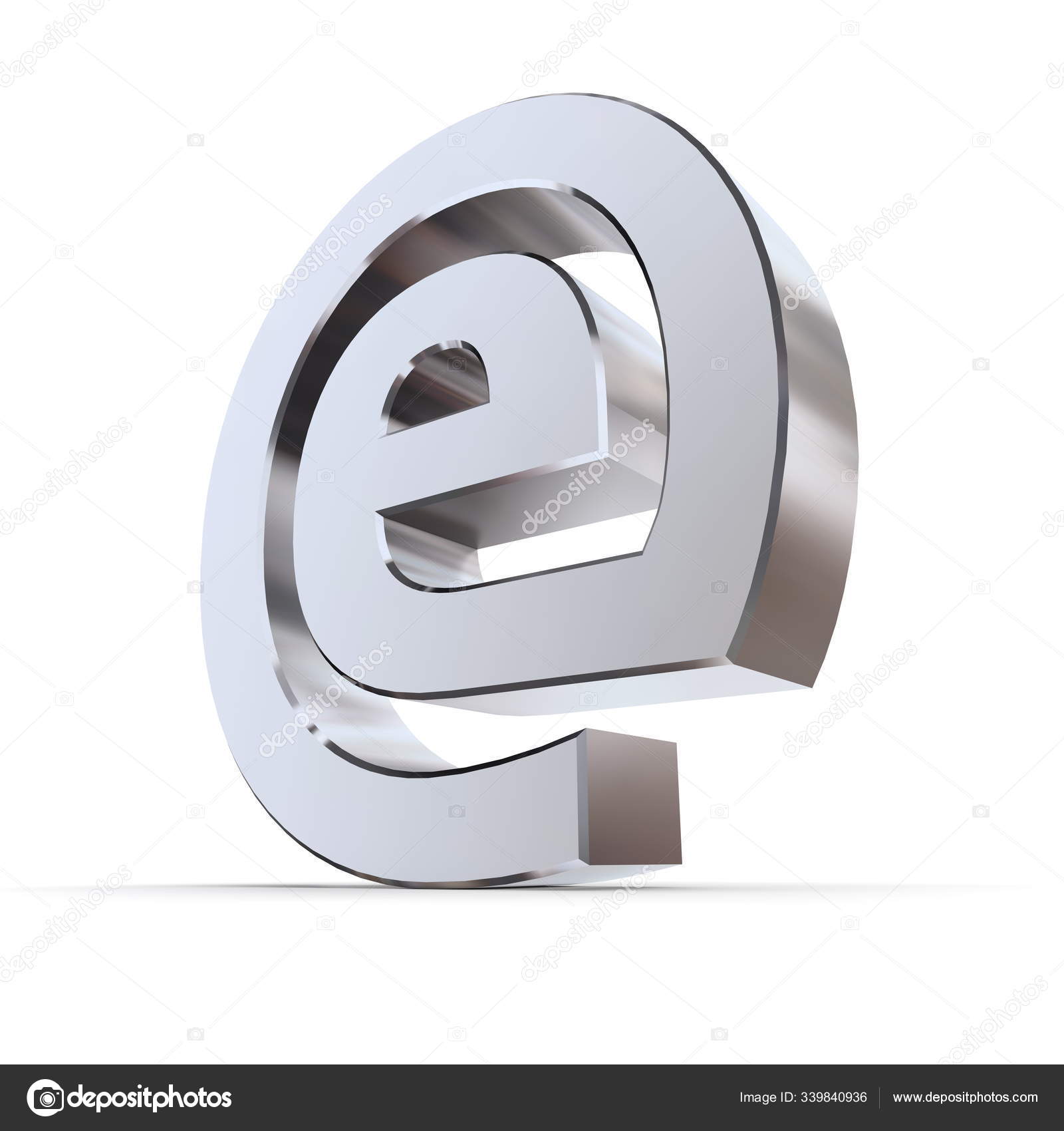 Shiny Metallic Sign Symbol Look Silver Chrome Style Low Camera — Stock ...