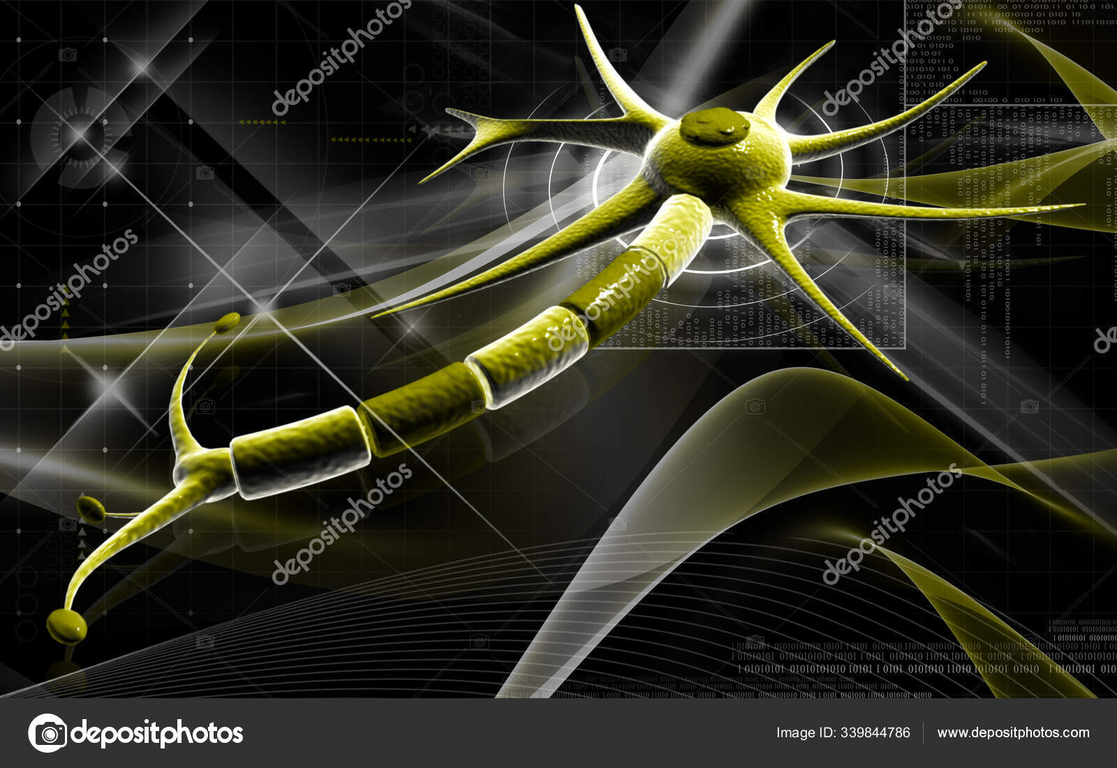 Digital Illustration Neuron Colour Background Stock Photo by ...