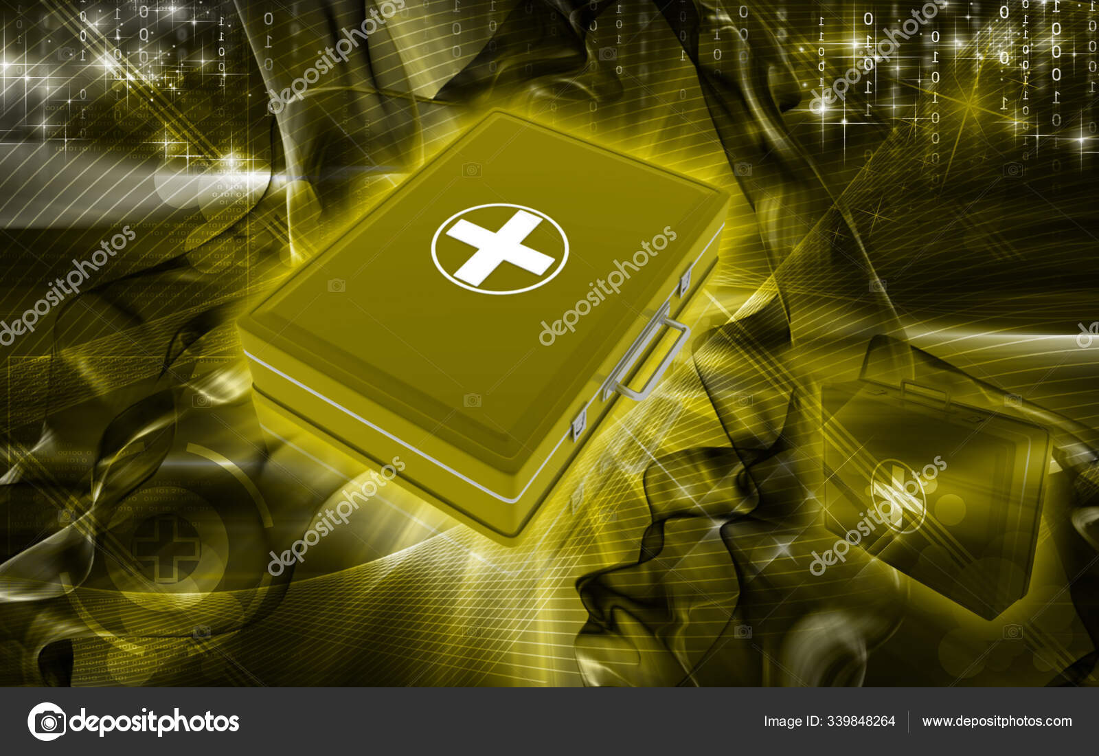 Digital Illustration First Aid Box Colour Background — Stock Photo ...