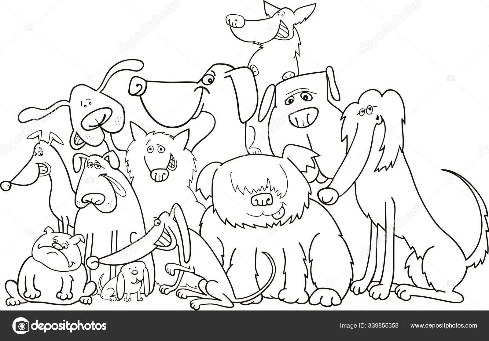 Group Dogs Illustration Coloring Stock Illustration by ...