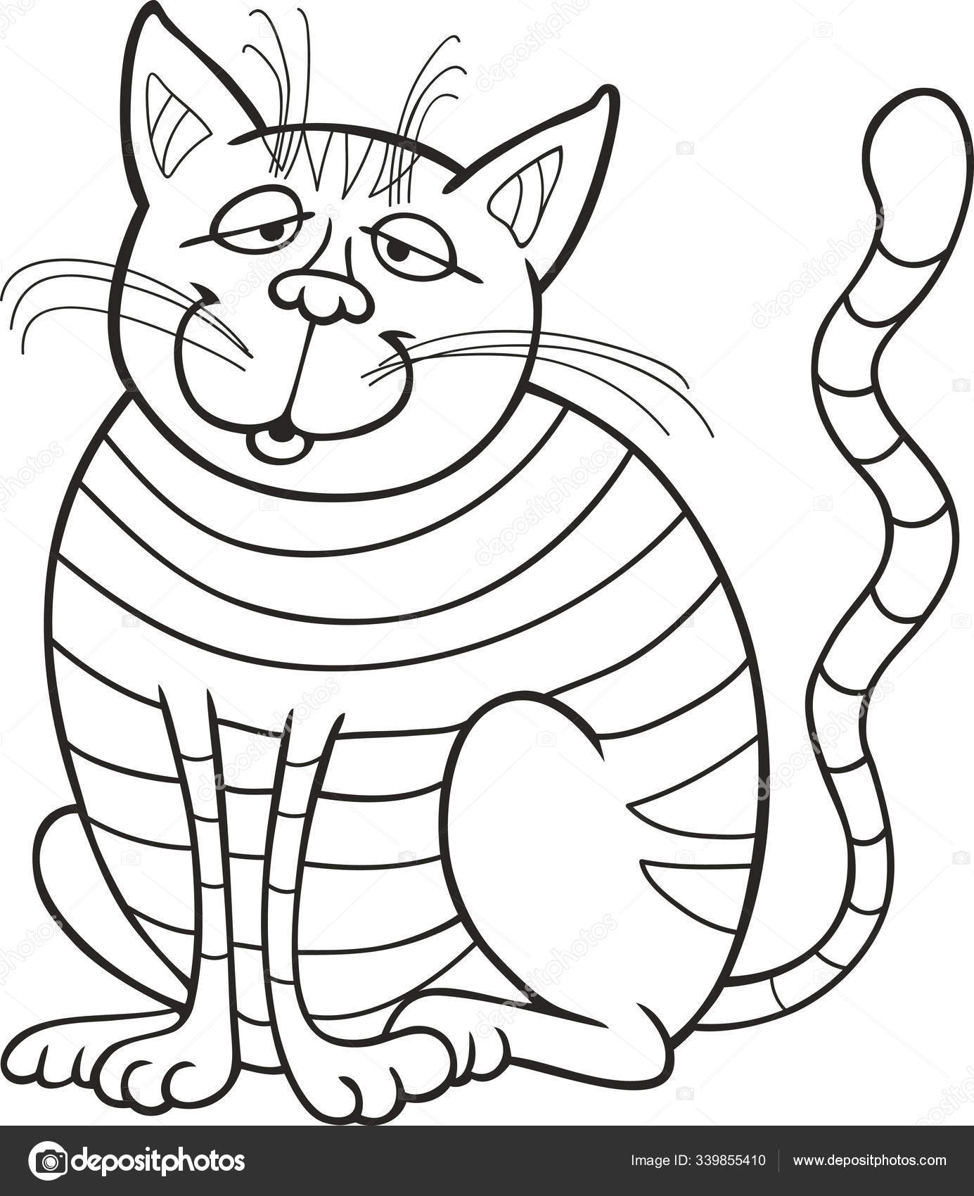 Illustration Smiling Cat Coloring Book Stock Illustration by ...