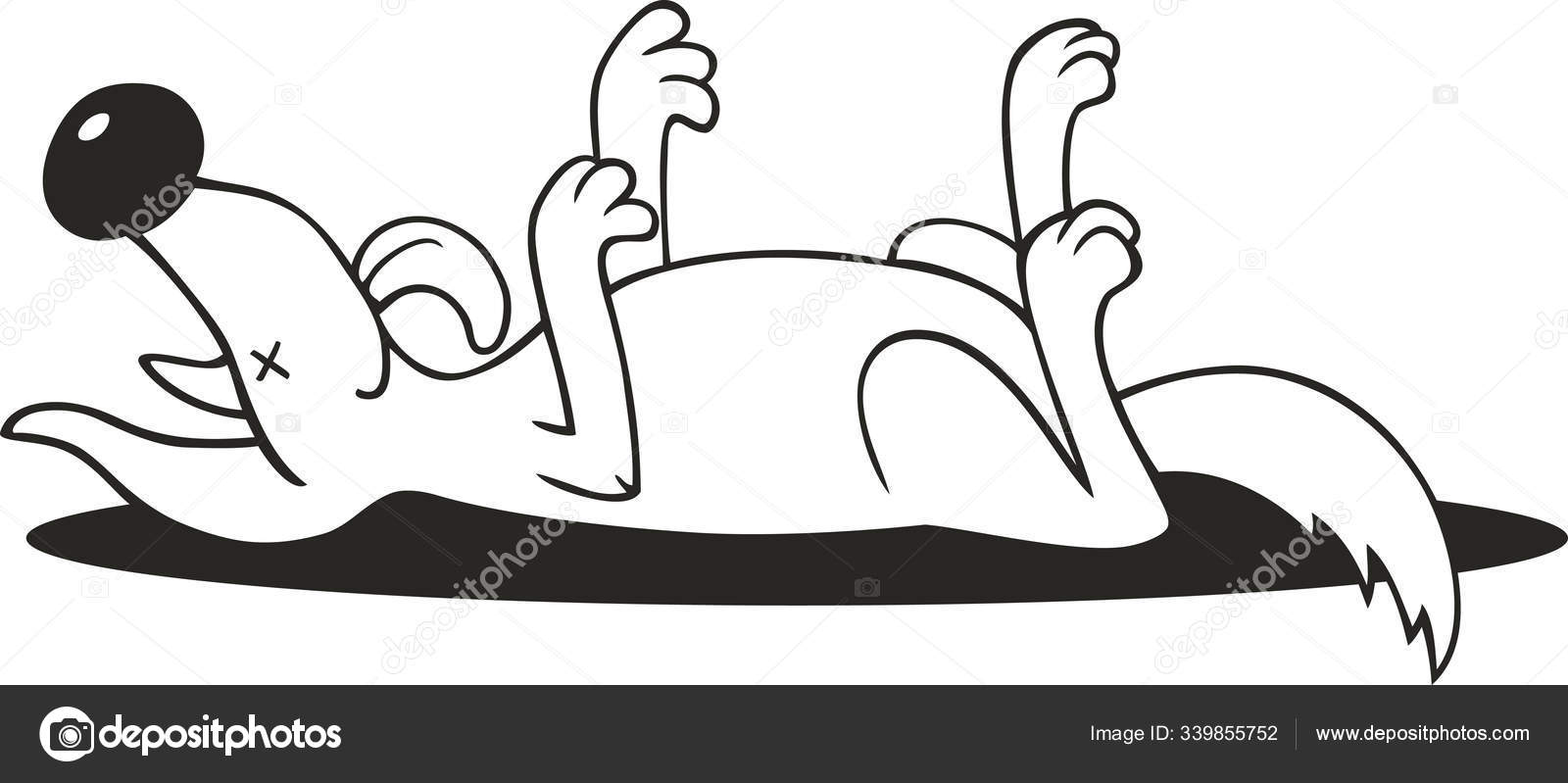 Illustration Dog Doing Play Dead Trick Coloring Book — Stock Photo ...