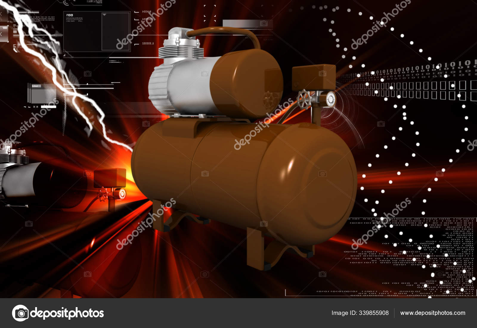 Digital Illustration Air Compressor Colour Background Stock Photo by ...