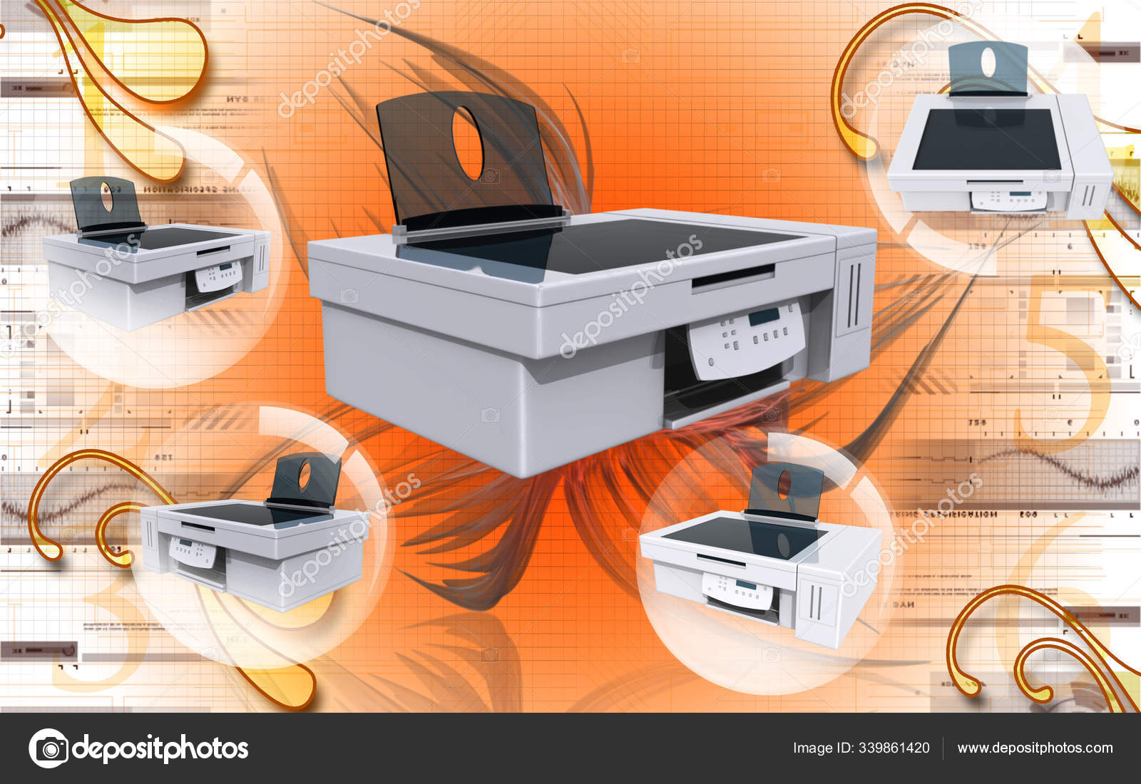 Digital Illustration Printer Colour Background — Stock Photo ...