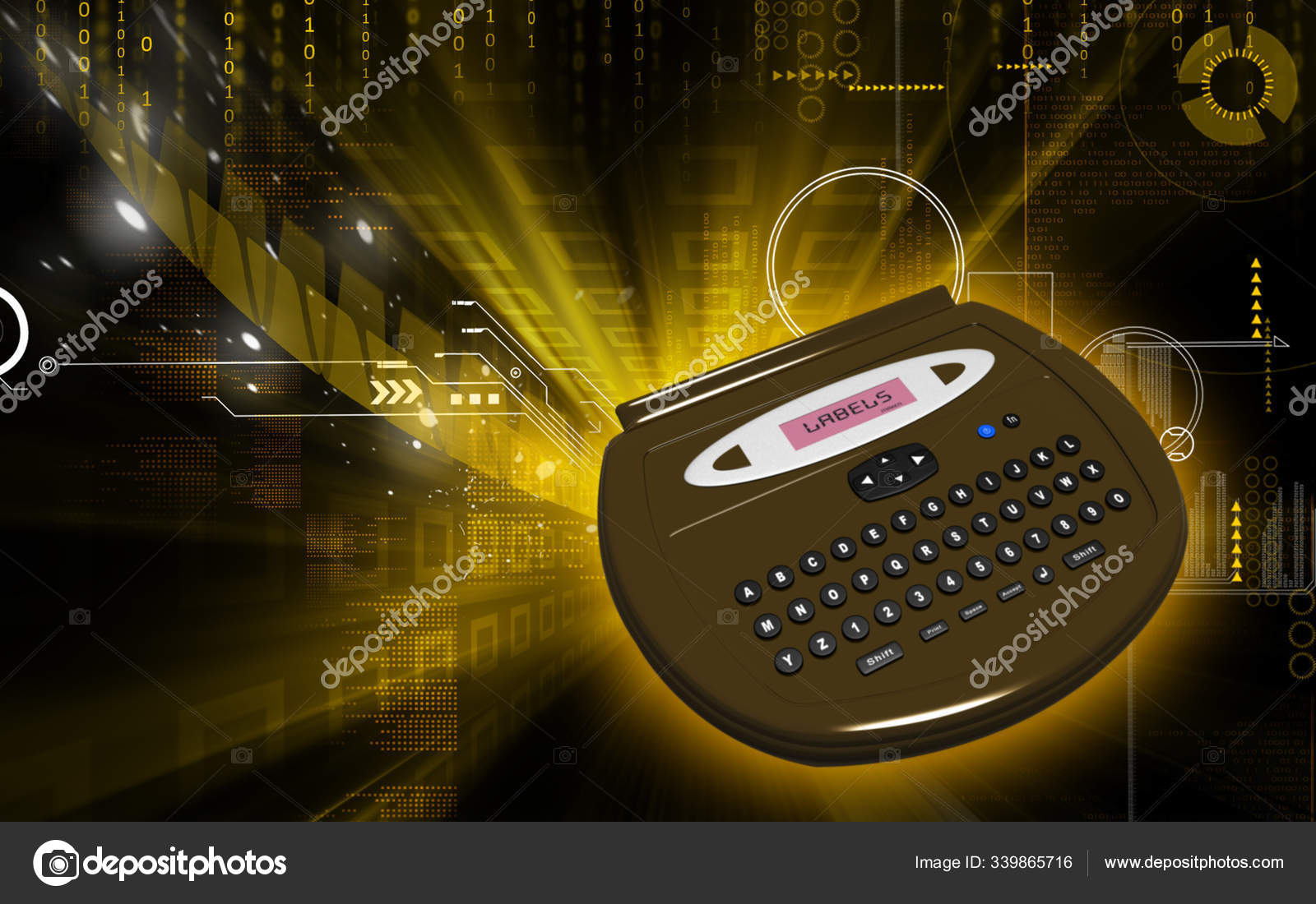 Digital Illustration Label Maker Colour Background Stock Photo by ...
