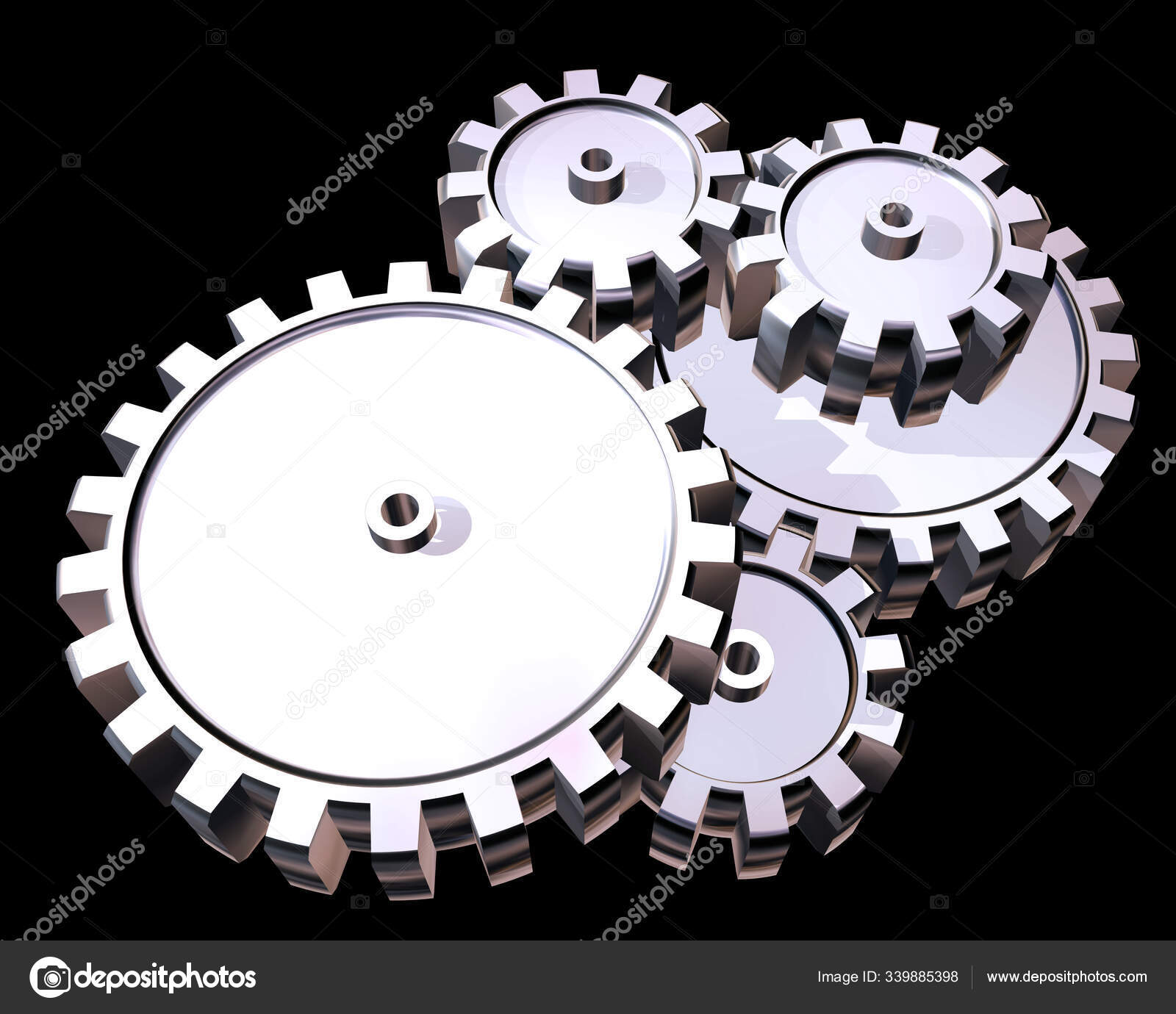 Illustration Highly Polished Interlocking Cogs Gears — Stock Photo ...