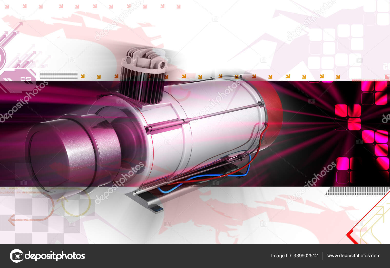 Digital Illustration Air Compressor Colour Background Stock Photo by ...