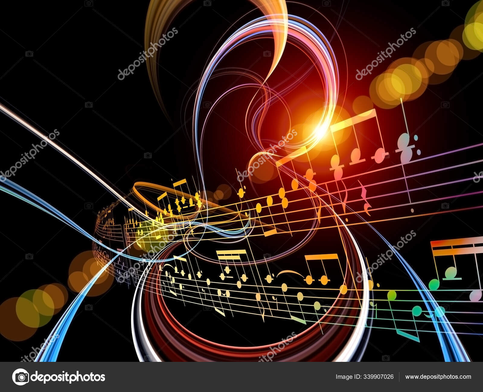 Dynamic Interplay Motion Lines Musical Notes Three Dimensional Space ...