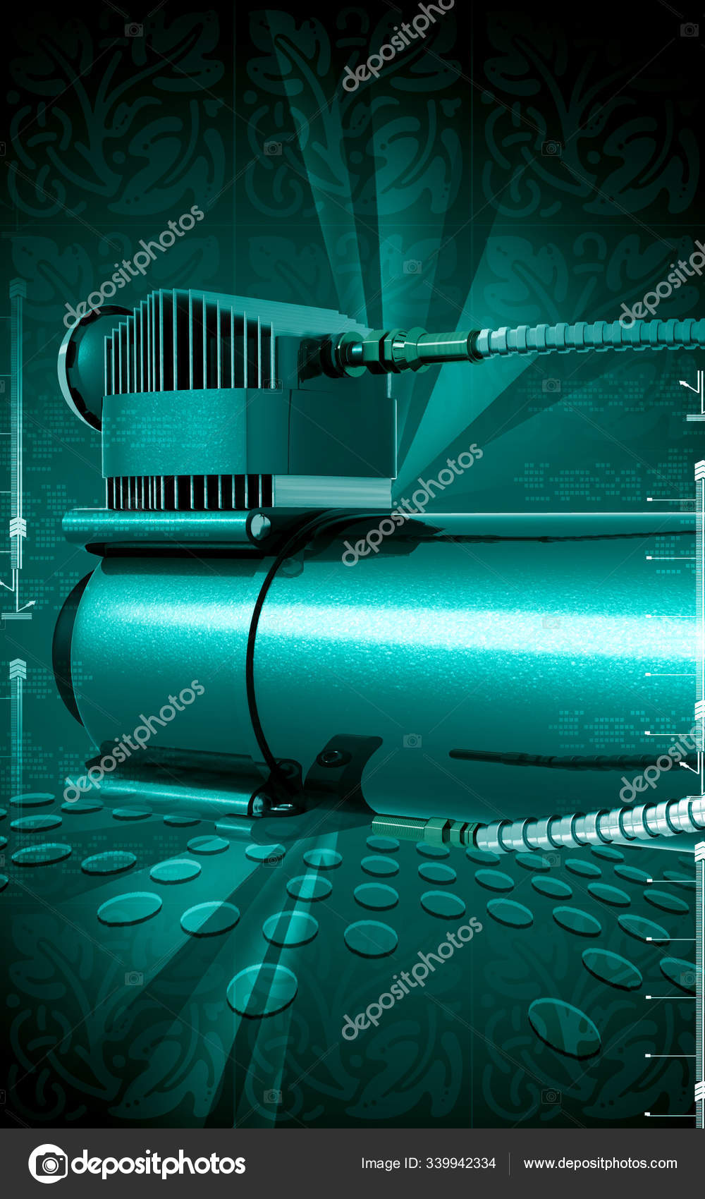 Digital Illustration Air Compressor Colour Background Stock Photo by ...