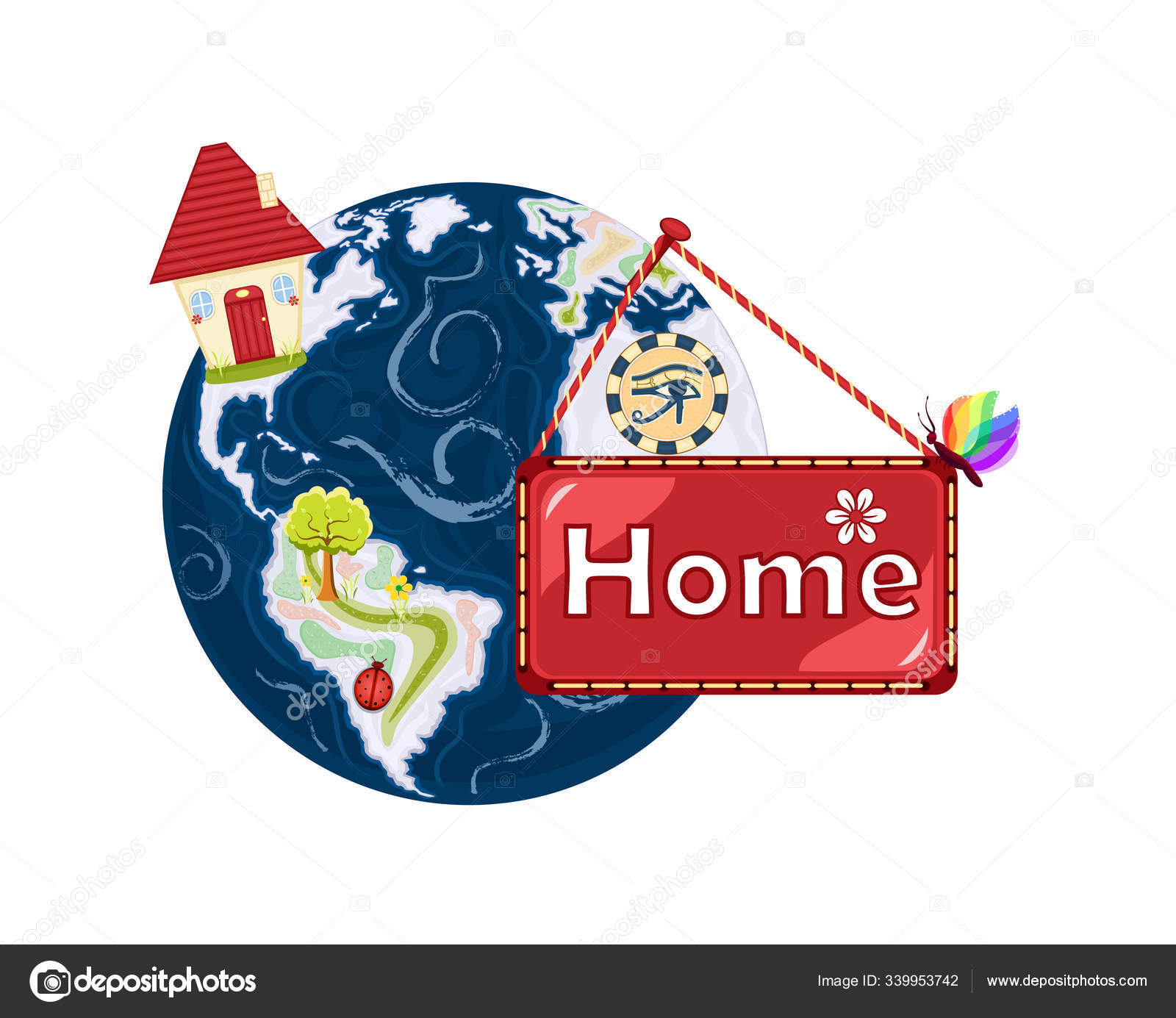 Home Sweet Home Our Planet Earth Isolated White Background Stock ...
