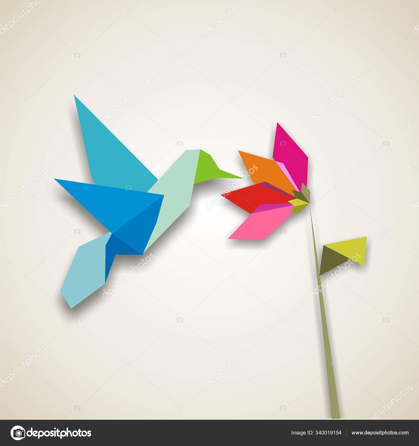 Origami Pastel Colors Hummingbird Vector File Available Stock Photo by ...