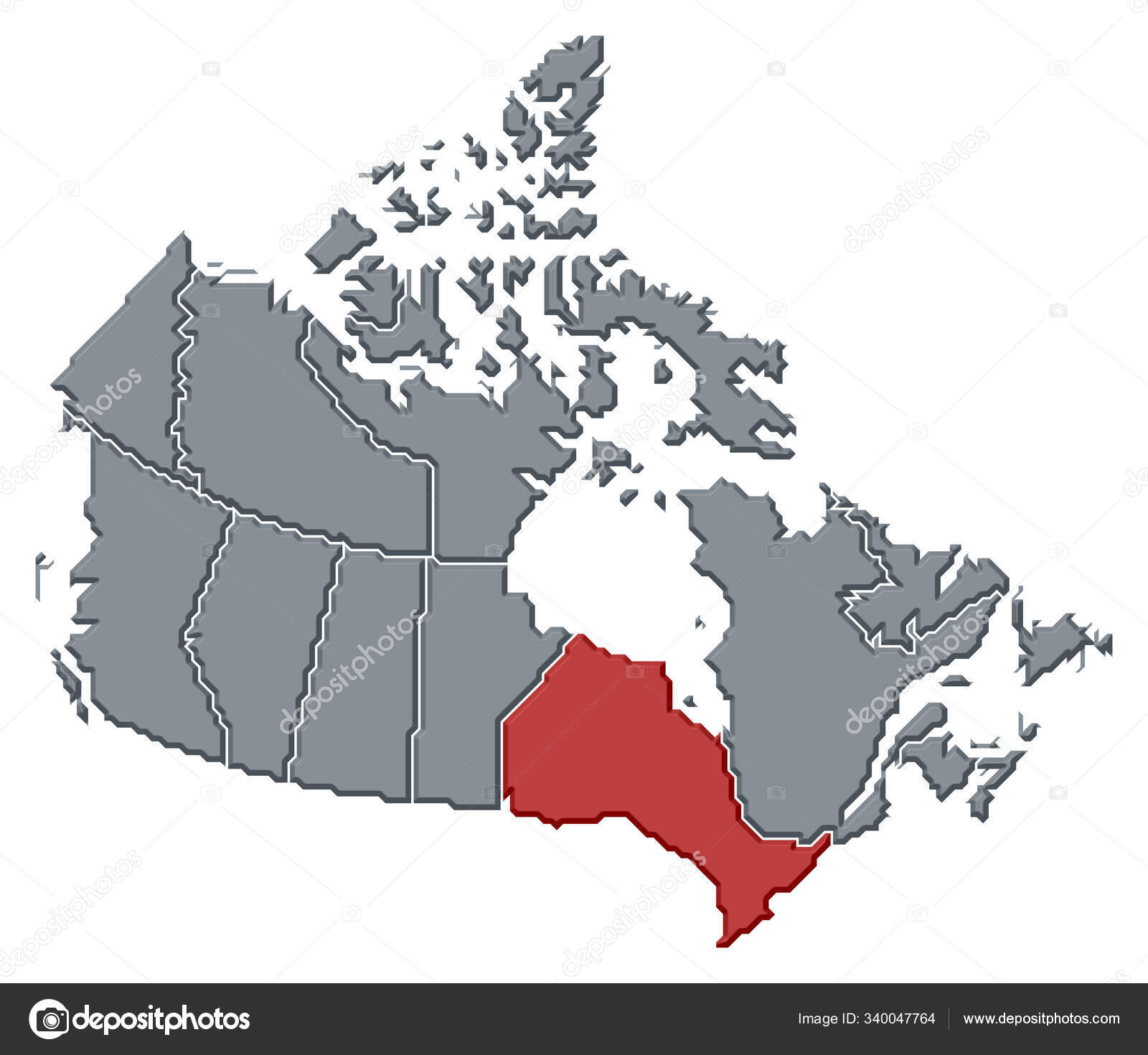 Political Map Canada Several Provinces Ontario Highlighted Stock Photo ...