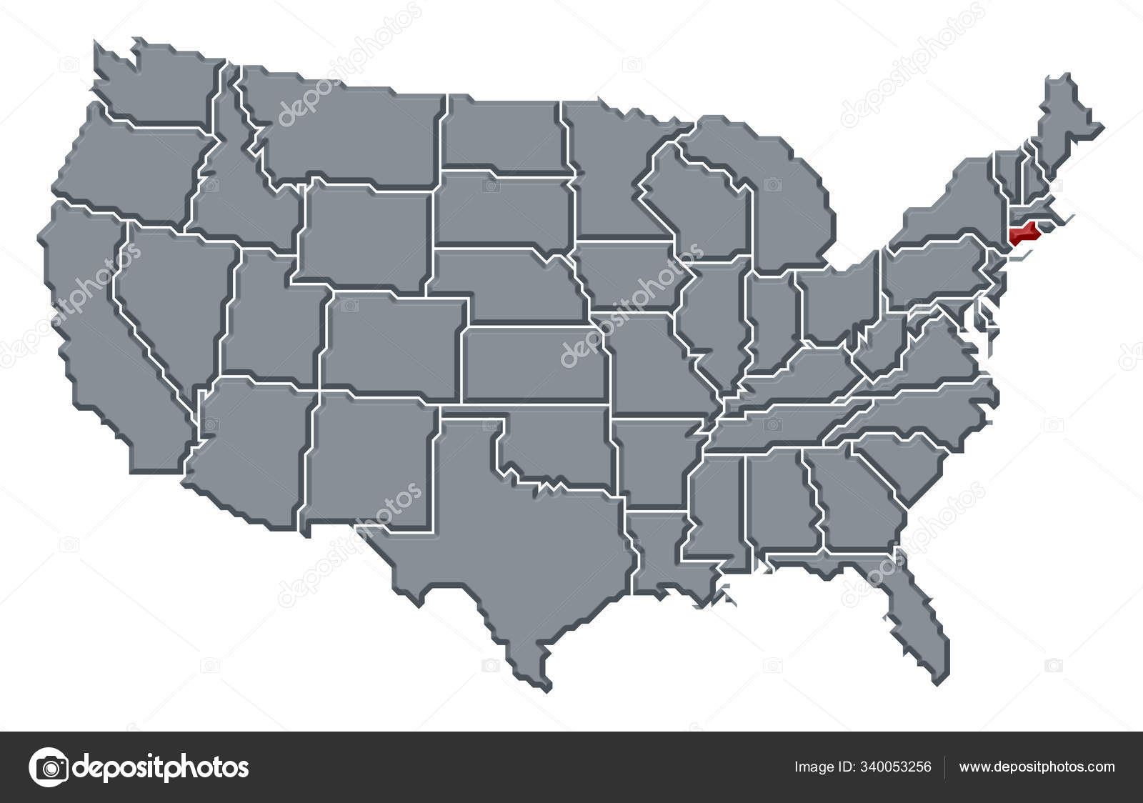 Political Map United States Several States Connecticut Highlighted ...