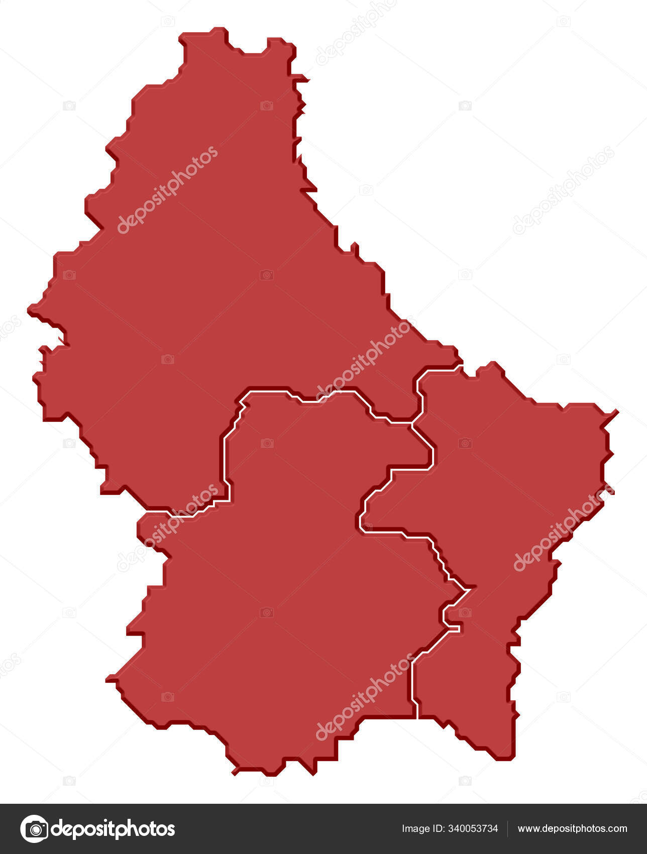 Political Map Luxembourg Several Districts — Stock Photo ...
