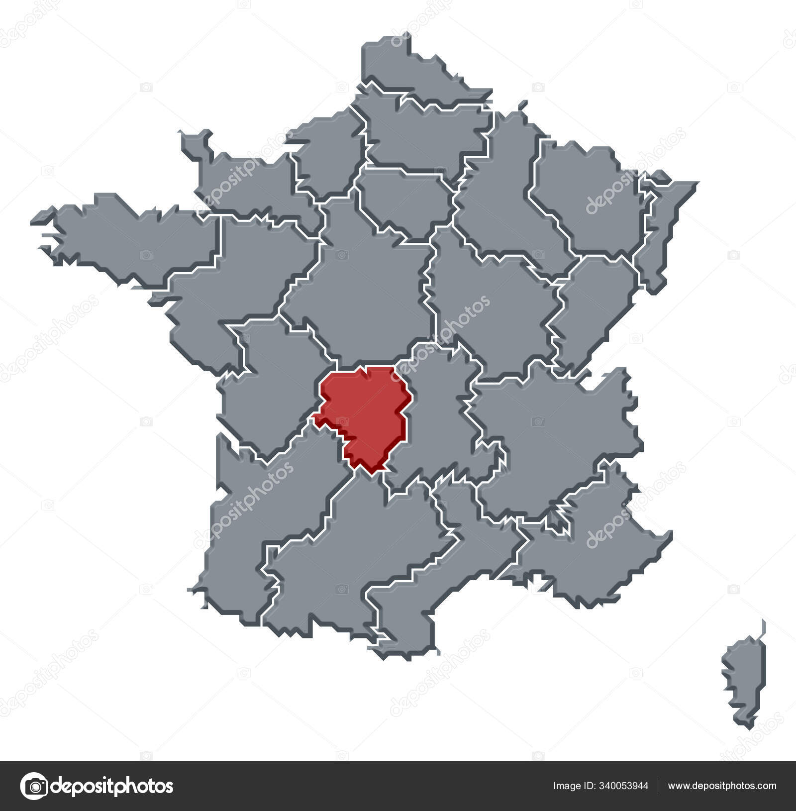 Political Map France Several Regions Limousin Highlighted Stock Photo ...