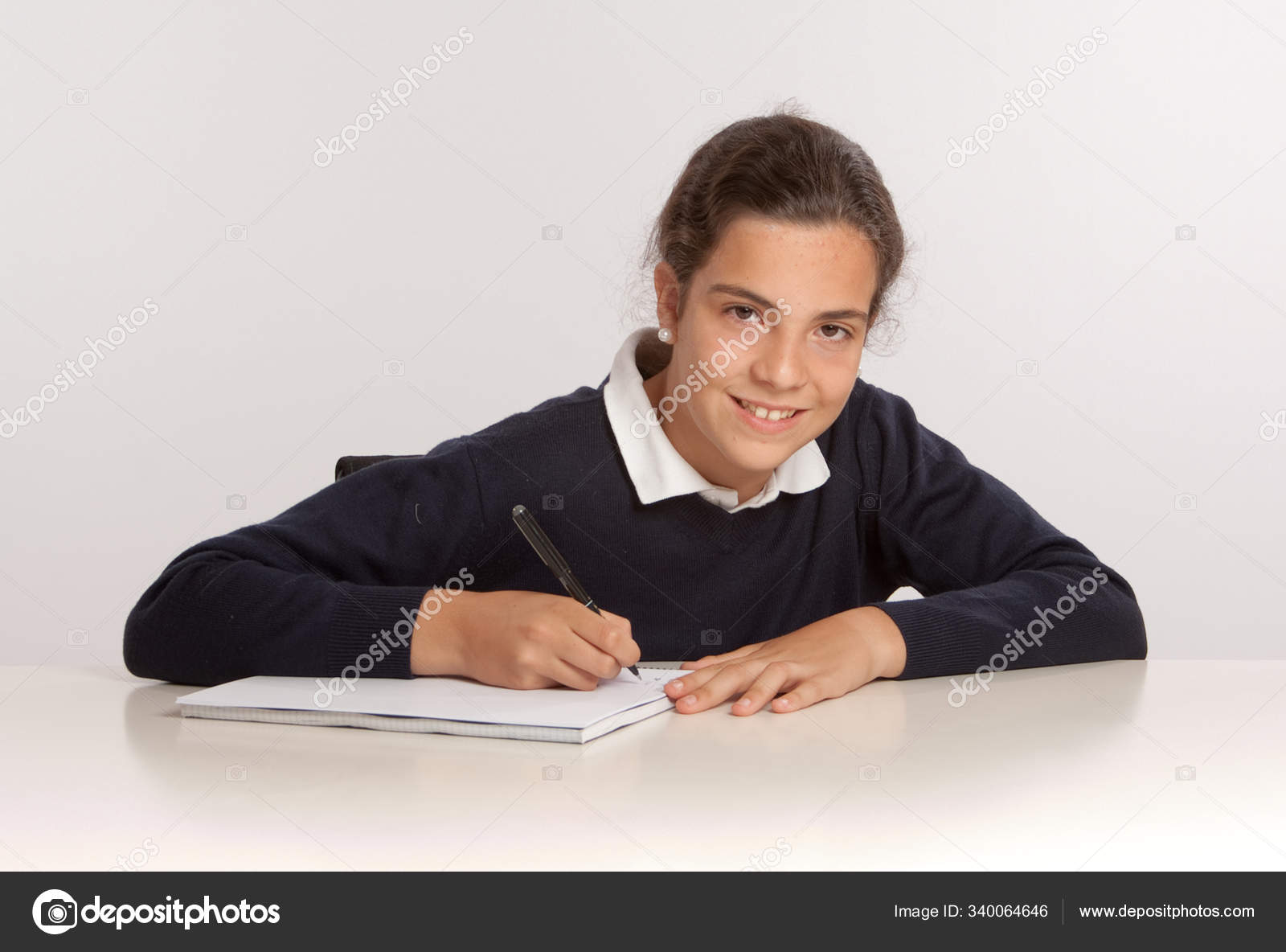 Portrait Young Student Writing Notebook — Stock Photo ...