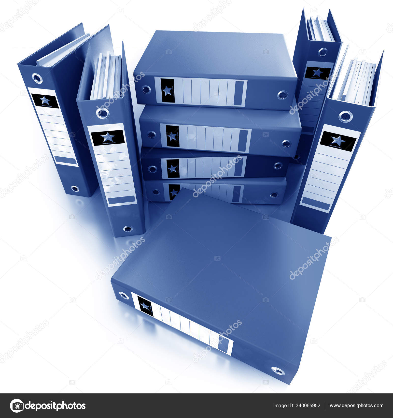 Rendering Group Ring Binders Different Shades Blue — Stock Photo ...