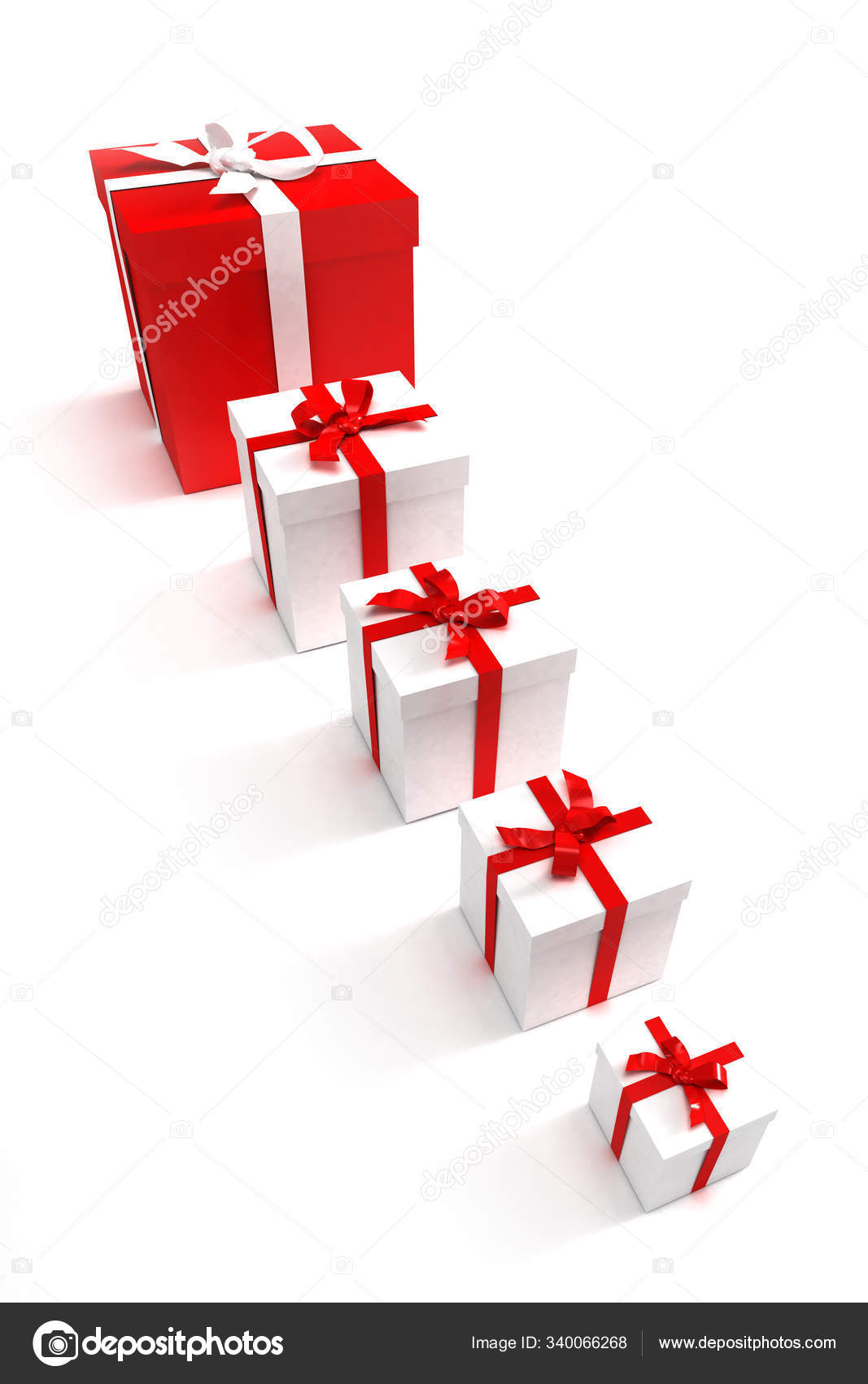 Rendering Alignment Presents Different Sizes Red White Stock Photo by ...
